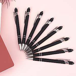 Bribobo 8 Pack Black Ballpoint Pen 2-in-1 Stylus Retractable Ballpoint Pen with Stylus tip, Metal Stylus Pen for Touch Screens, 1.0 mm Black Ink