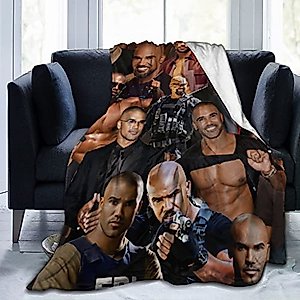 Hamklla Shemar Moore Collage Blanket Ultra-Soft Micro Fleece Blanket Warm Cozy Plush Bed Blanket Lightweight Sofa Throw Blanket, Black, 50'x40'