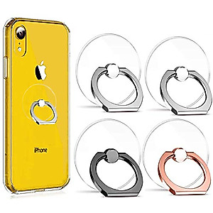 Phone Ring Transparent Cell Phone Ring Holder,360°Rotation Finger Ring Stand, Clear Cell Phone Kickstand Compatible with Most of Phones,Tablet and Case (1)