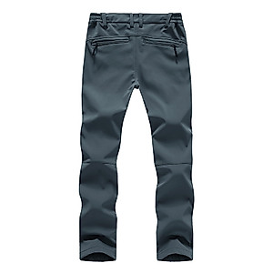 YSENTO Women's Snow Ski Waterproof Fleece Lined Pants Insulated Softshell Hiking Mountain Pants Grey Size XL