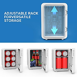 ECOWELL Mini Skincare Fridge with LED Mirror, 4L/6Can Skin Care Fridge for Makeup Cosmetic Beauty, Small Refrigerator for Bedroom Office Dorm Car, Cooler & Warmer, White