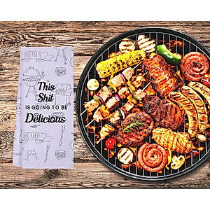LXOMILL Funny Kitchen Towels for Men, Women, BBQ Grilling Cooking Dish Towels, Funny Birthday Gifts for Husband, Dad, Boyfriend, Friend, Hilarious Gag Gift for Chefs