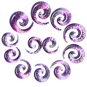 Qmcandy 12pcs Big Gauges Spiral Ear Stretching Kit 00G-20mm Large Acrylic Spiral Set, Rainbow Glitter