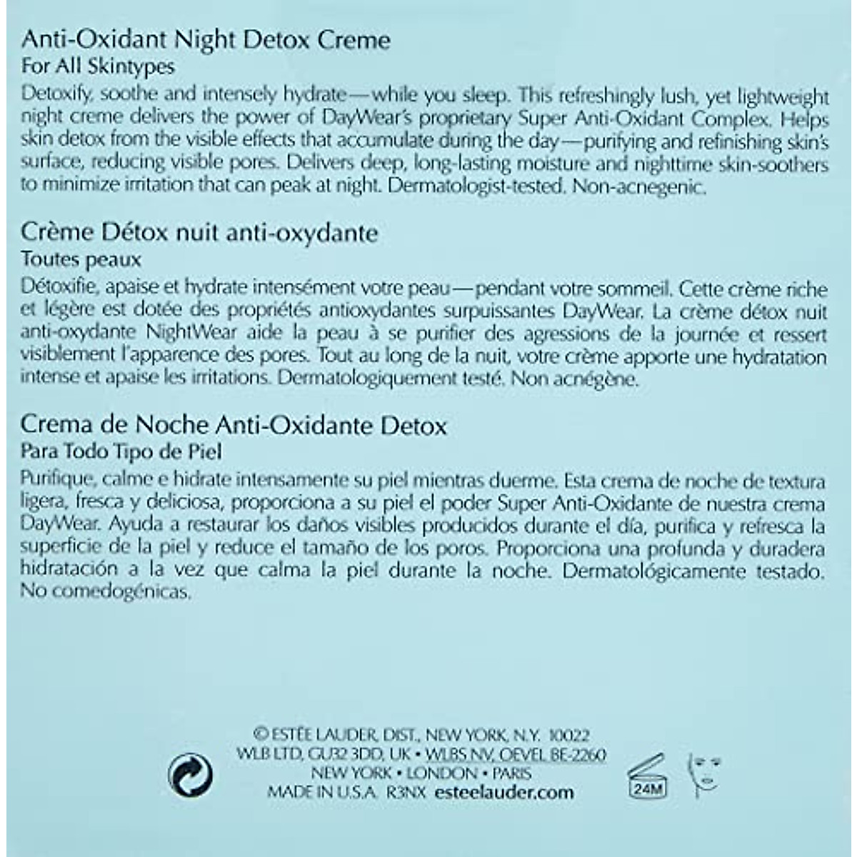 Estee Lauder Women's Nightwear Plus Anti-Oxidant Night Detox Creme, All Skin Types,1.7 Ounce (Pack of 1)