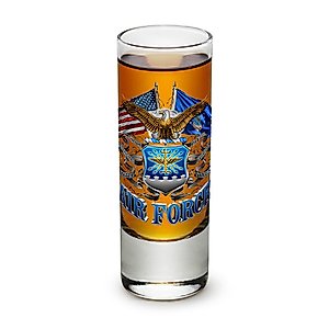 Erazor Bits US Air Force USAF Double Flag Air Force Glass with Logo Shooter Shot Glass with Logo (2oz)