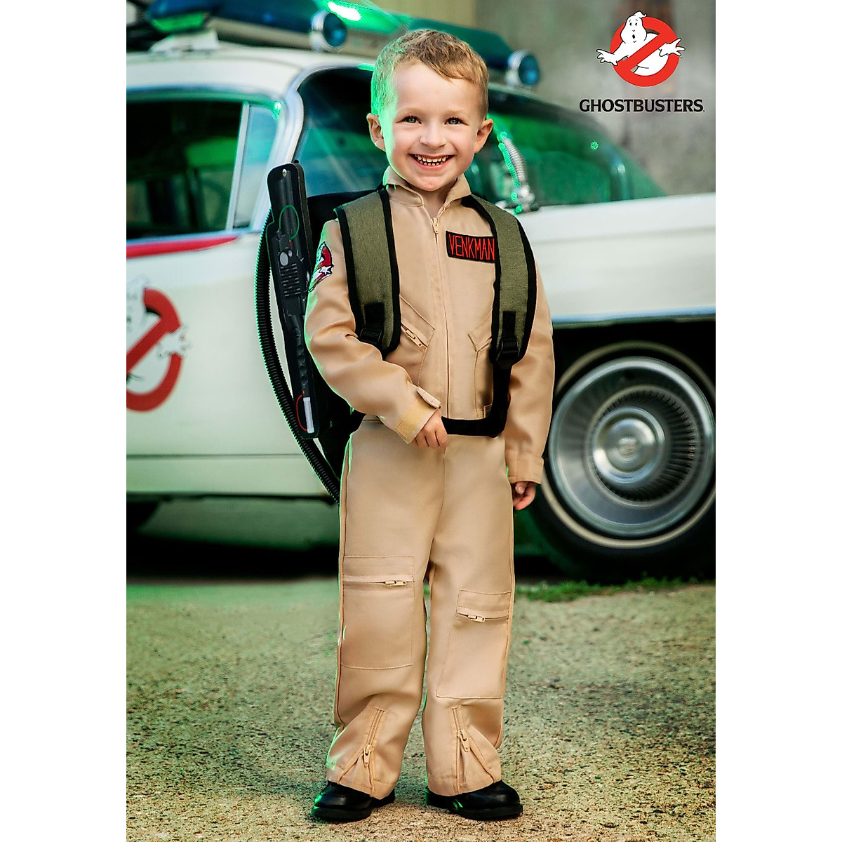 Fun Costumes Ghostbusters Costume with Proton Pack Accessory for Toddlers, Ghostbusters Jumpsuit, Ghost Hunter for Halloween 4T