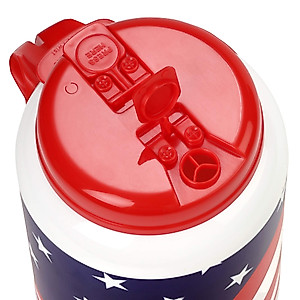Plum Hill 100 Ounce Insulated USA Flag Mug with Handle and Flexible Straw with Flip Top Easy Pour Cap Keep Drinks Cold