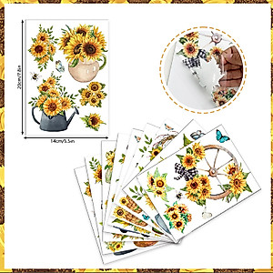 Cieovo 9 Sheets Sunflower Stickers Rub on Transfers Stickers Vintage Furniture Flowers Rub on Transfers Stickers Decal for Home Office Paper Wood Furniture Arts DIY Craft