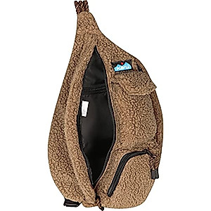KAVU Mini Rope Fleece Bag Sling Crossbody Sherpa Backpack Travel Purse-Khaki