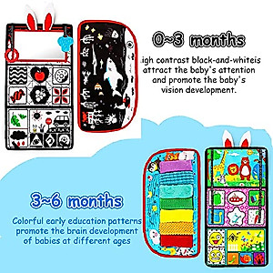 Inbeby Tummy Time Mirror Toy & Baby Mirror Toys, Black and White High Contrast Baby Newborn Toys 0 3 6 Months Brain Development, Sensory Texture Piano Infant Toys 0 3 6 Months with Squeaker