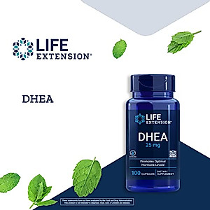 Life Extension DHEA 25 mg – For Optimal Hormone Balance, Immune & Cardiovascular Health and Anti-Aging – Promotes Healthy Mood & Well-Being - Non-GMO, Gluten-Free, 100 Capsules