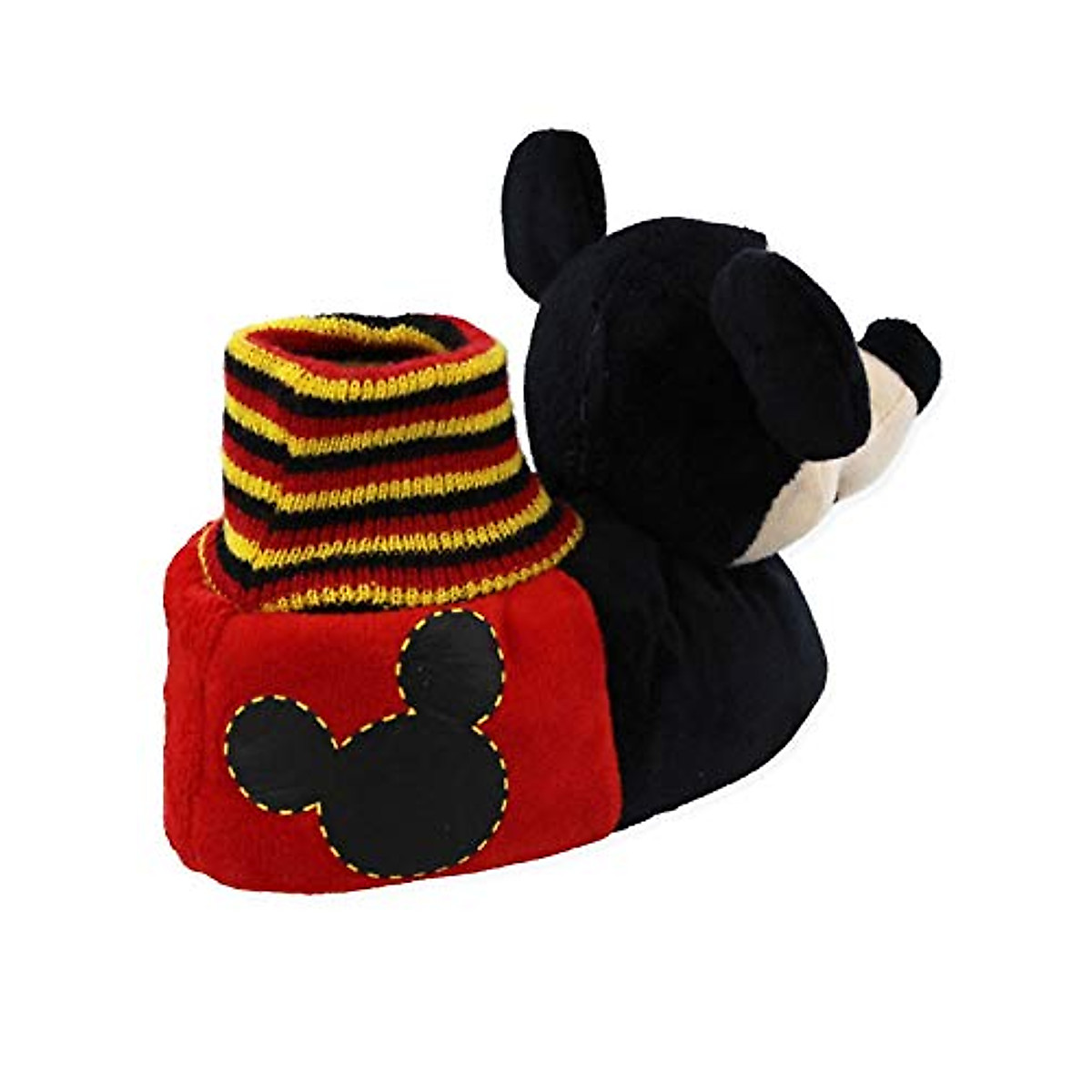 Disney Mickey Mouse Toddler Boys Plush 3D Mickey Head Sock Top Slippers (5-6 M US Toddler, Black/Red)