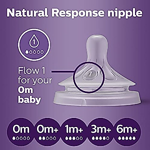 Philips AVENT Natural Response Baby Bottle Nipples Flow 1, 4pk, SCY961/04