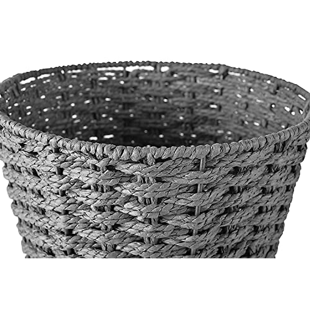 Zuvo [2 Pack] Round Wicker Waste Paper Bin and Basket, Rubbish Basket for Bedroom, Bathroom, Offices or Home (Gray)