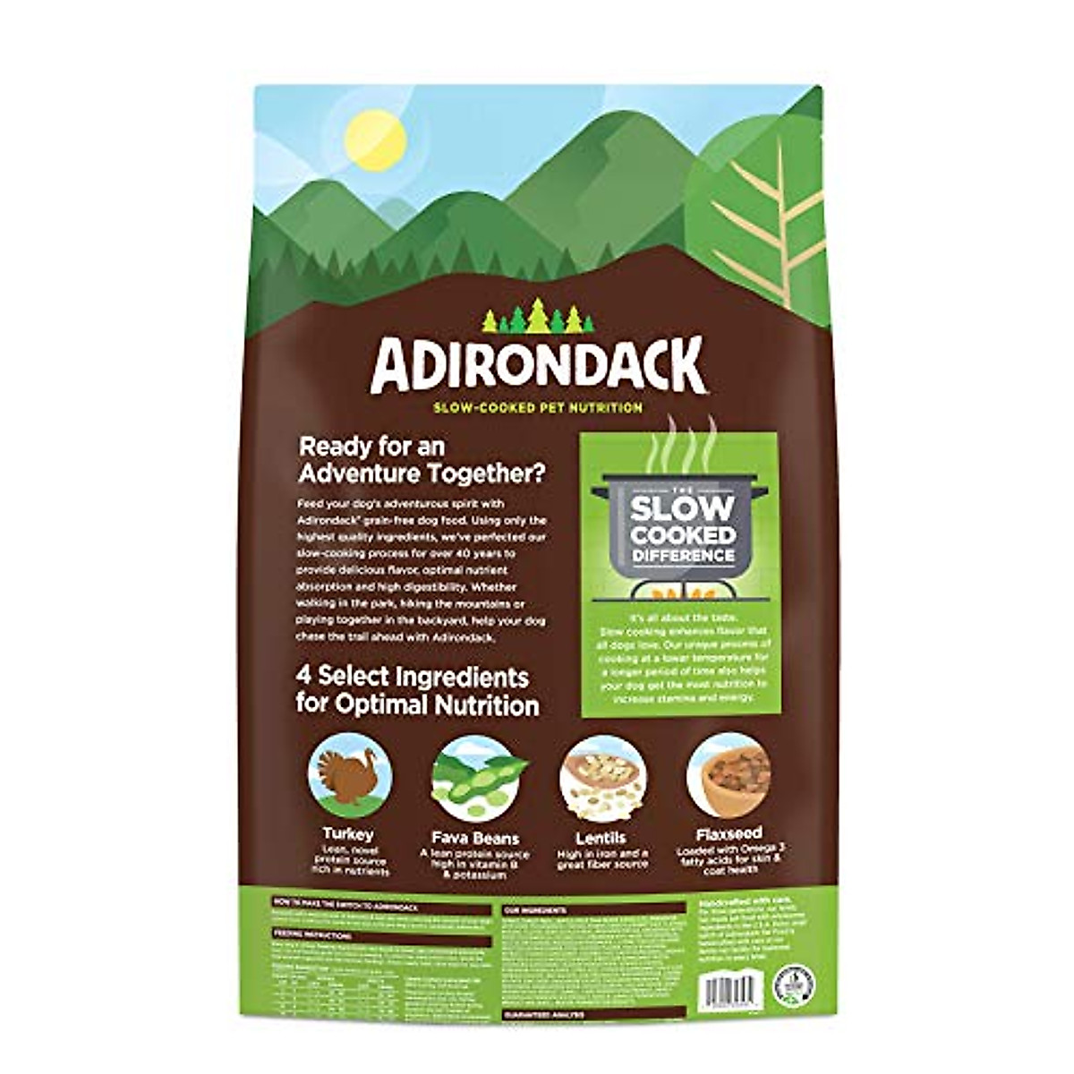 Adirondack Dog Food Made in USA [Limited Ingredient Grain Free Dog Food], All Life Stages Dry Dog Food, Turkey and Lentils Recipe, 25 lb. Bag