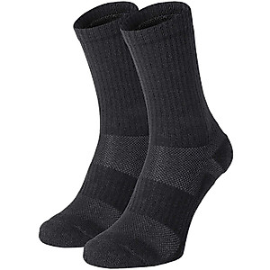 281Z Military Cotton Micro Crew Boot Socks - Cushioned Sole - Moisture Wicking - Odor Resistant - Hiking Trekking Outdoor (Black Medium 2 Pairs)