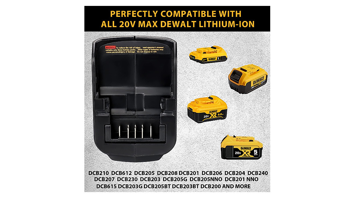 Dewalt Battery Adapter & USB Power Bank with Work Light