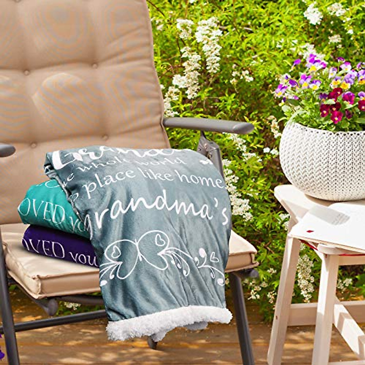 BLANKIEBLISS Grandma Blanket (Gray) - Gifts for Grandma for Birthday, Mothers Day - Grandma Gifts from Grandchildren - Best Grandma Gifts (Sherpa Fleece)