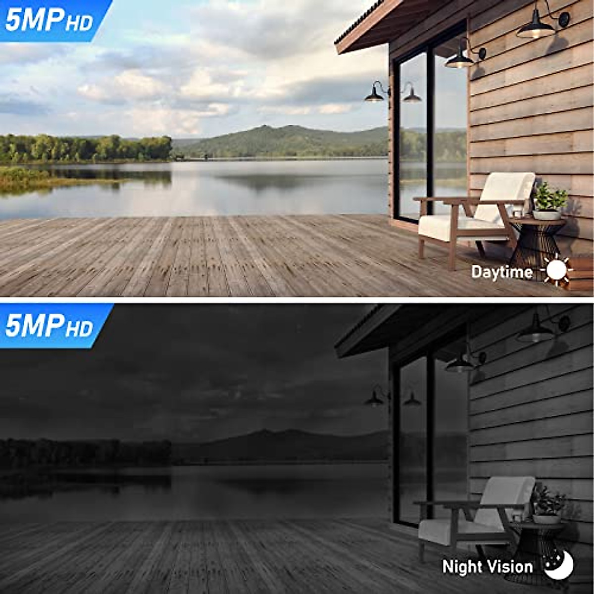 JideTech 5MP PTZ WiFi Camera Outdoor, 5X Optical Zoom IP Dome Camera, Auto Tracking Security Camera, 196ft IR Night Vision, Human/Motion Detection, Two Way Audio, IP66 Waterproof, SD Card Slot