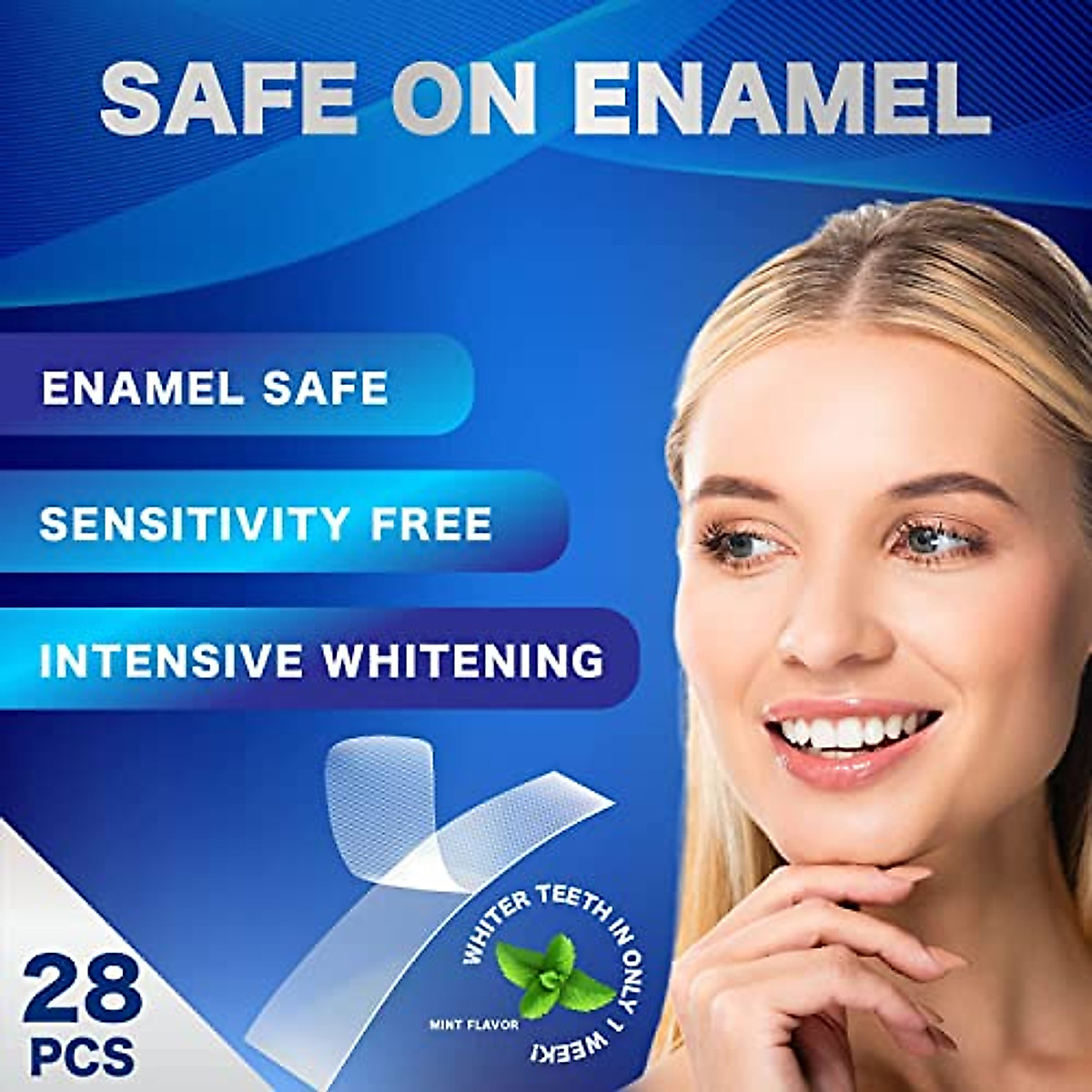 Teeth whitening Strips for Tooth White: 28 Sensitivity Free Whitening Strips - Peroxide Free - 14 Treatments for Teeth whitening - Professional and Safe Teeth whitening Strips