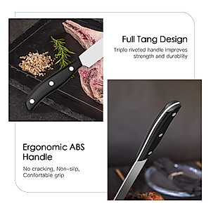 kakaroof 15 Pieces Kitchen Knife Set with Block, Stainless Steel Chef Knife Set with Sharpener and Kitchen Scissors for Professional and Home Use, Full-Tang Design, Black Knives + Brown Block