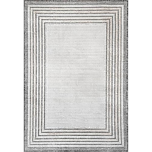 nuLOOM Anya Machine Washable Casual Border Area Rug, 4x6, Grey
