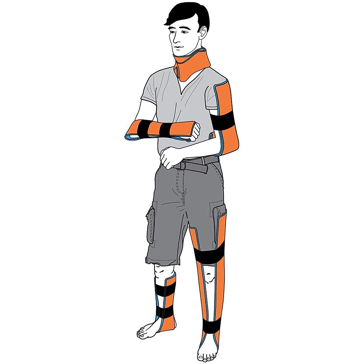 ASA TECHMED 36" Emergency Aluminum Splint Adjustable, Lightweight, Durable, Waterproof, and Reusable (Orange, 2 Rolls)