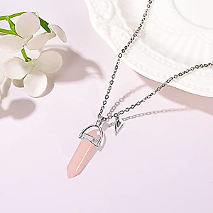 MJartoria BFF Necklace for 2 Crystal Charms Best Friend Necklace Pendant Friendship Necklace Heart Matching Necklace for Couples Gifts