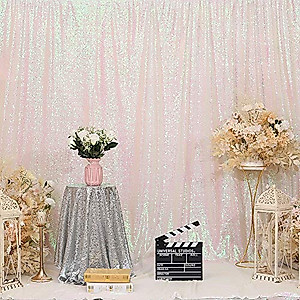 Eternal Beauty Iridescent Sequin Wedding Backdrop Photography Background Party Curtain, 5Ft X 7Ft