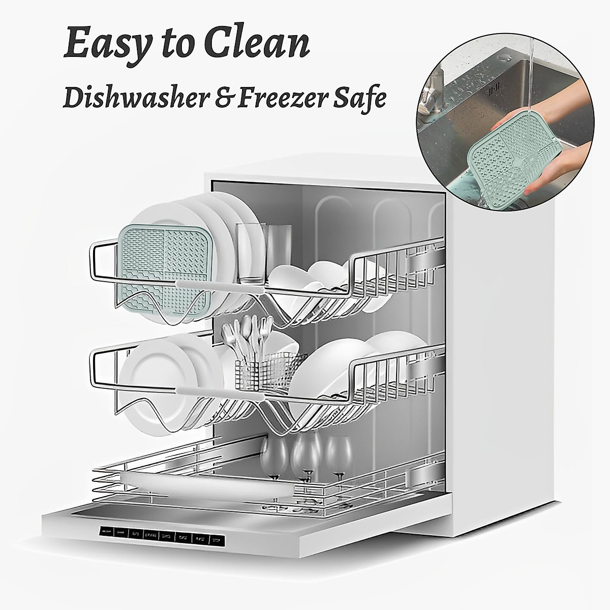 MateeyLife 2PCS Large Lick Mat for Dogs with Suction Cups, Slow Feeder Dog Bowls, Dog Lick Mat for Anxiety Relief, Dog Toys to Keep Them Busy, Dog Enrichment Toys for Bathing, Cat Lick Pad for Boredom