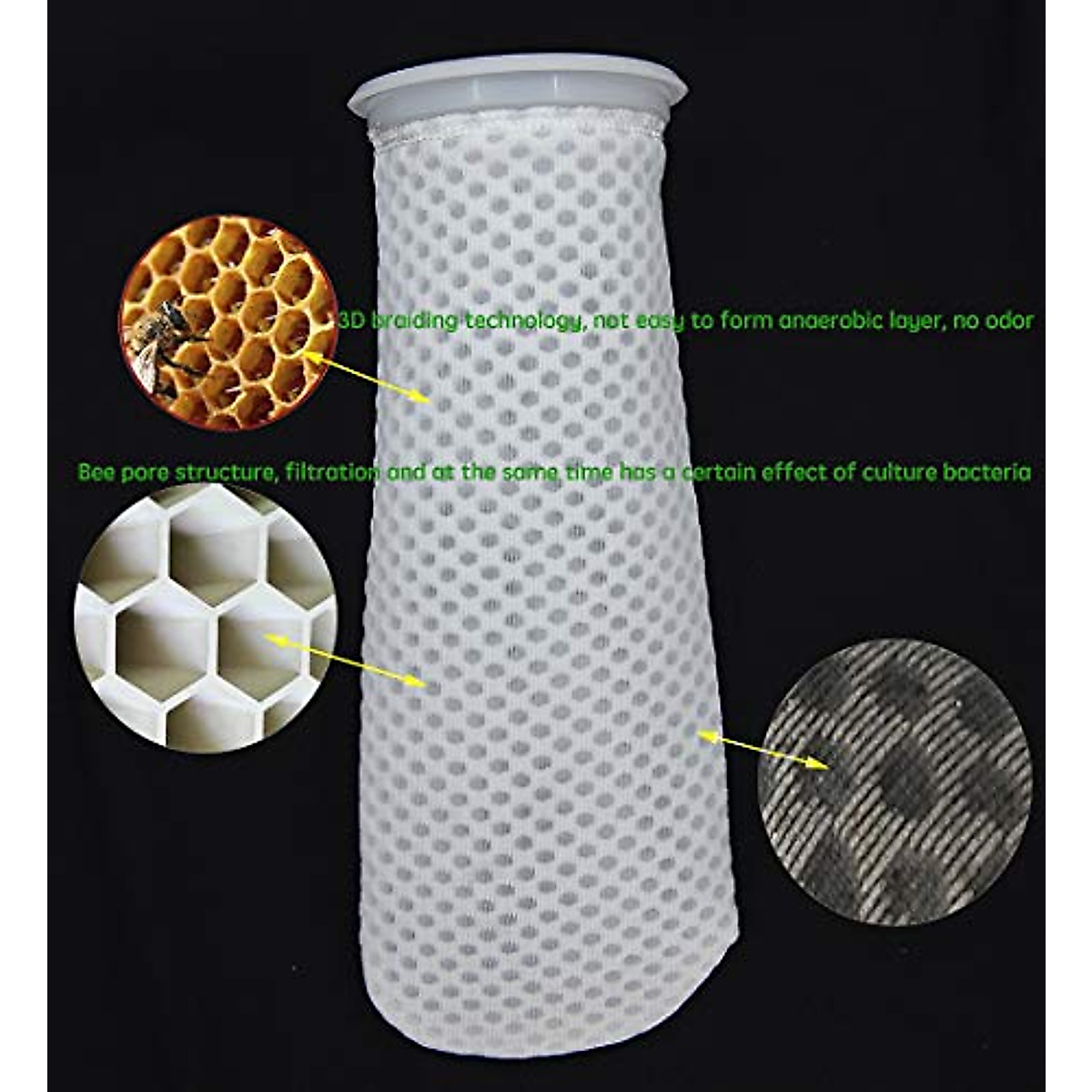 7 inch Honeycomb Filter Socks,7 inch Filter Sock for Saltwater Aquarium,7 inch Ring by 14 inch Long, (4-Pack)
