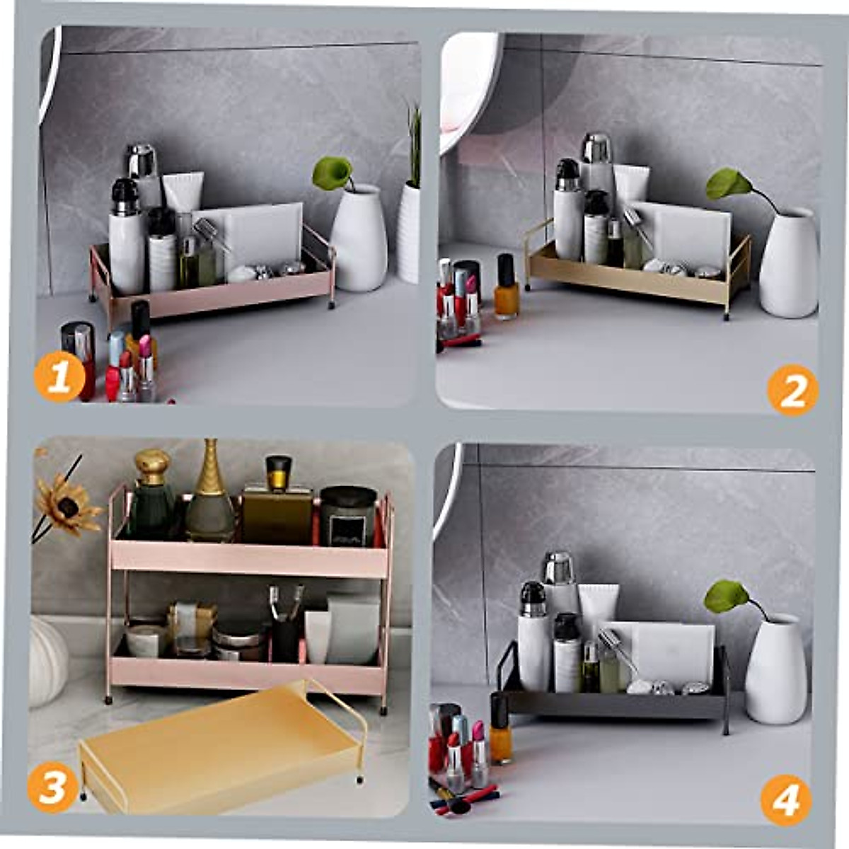 Yardwe Pantry Mount Storage Rack Brushes Display Bethroom Basket Shelf Vanity Shower for Metal Holder Kitchen Towel Caddy Toiletry Dresser Toiletries Punch Trays Wall White Decors