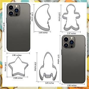 Space Cookie Cutters, Outer Space Fondant Stamper Set, Spaceship Astronaut Rocket Moon Star Planet Circle Pastry Biscuit Cake Baking Mold for Party Supplies