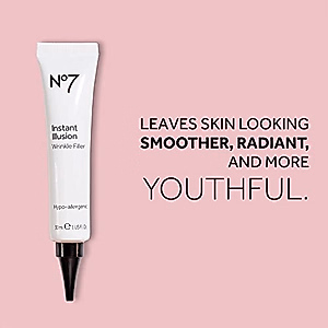 No7 Instant Illusion Wrinkle Filler - Smoothes + Blurs Fine Lines and Wrinkles - Skin Plumping Anti Wrinkle Treatment - Younger Looking Skin Anti Aging Serum (1oz)