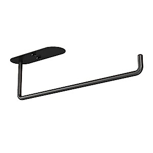 HUFEEOH Paper Towel Holder Under Cabinet Wall Mount for Kitchen Paper Towel, Black Adhesive Paper Towel Roll Rack for Bathroom Towel, SUS304 Stainless Steel
