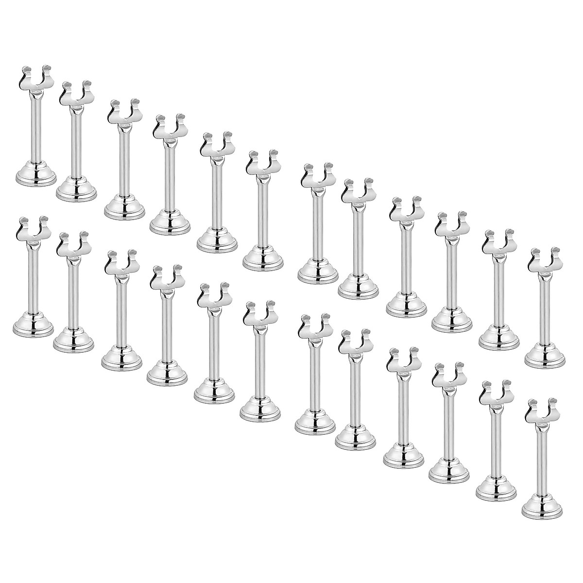 Alpine Industries 3" Harp Style Place Card Holder - Table Card Holder - Tabletop Menu Holder - Table Number Holder -Great for Restaurants, Weddings Banquets - Silver (24 Pack)