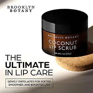 Brooklyn Botany Lip Scrub Exfoliator 1 oz – Lip Moisturizer for Dry Lips and Chapped Lips – Gentle Lip Exfoliator for Smooth and Brighter Lips – Coconut Flavor
