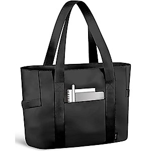 Prite Tote Bag for Women Weekender Bag with Laptop Compartment for Work Nurse School Travel Gym (Black)
