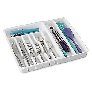 YouCopia Expandable Utensil Tray DrawerFit Organizer, White.