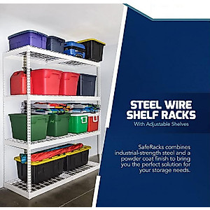 MonsterRax Heavy Duty Garage Shelving - 24" x 72" x 84" - 500 lbs/Shelf - Adjustable 4 Tier Metal Utility Shelves - High Grade Steel Freestanding Storage Rack for Warehouse, Basement - White Finish