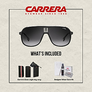 Carrera CA1007/s 0003/9O 62MM Matte Black/Dark Grey Gradient 62MM Rectangular Sunglasses for Men + BUNDLE with Designer iWear Eyewear Kit