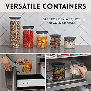 THE HAZEL PANTRY Glass Airtight Food Storage Containers with Silicone and Glass Lids – BPA-Free Jars and Canisters for Pasta Rice Flour, Dry or Wet Foods, Pantry Meal Prep – Set of 5 with Portion Tool