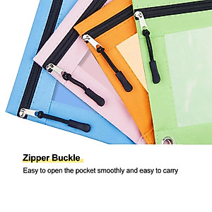 Pencil Pouch for 3 Ring Binder, 10 Pack Zipper Pouches with Clear Window, Oxford Pencil Holder Stationery Organziers Case Bag for School Classroom Supplies