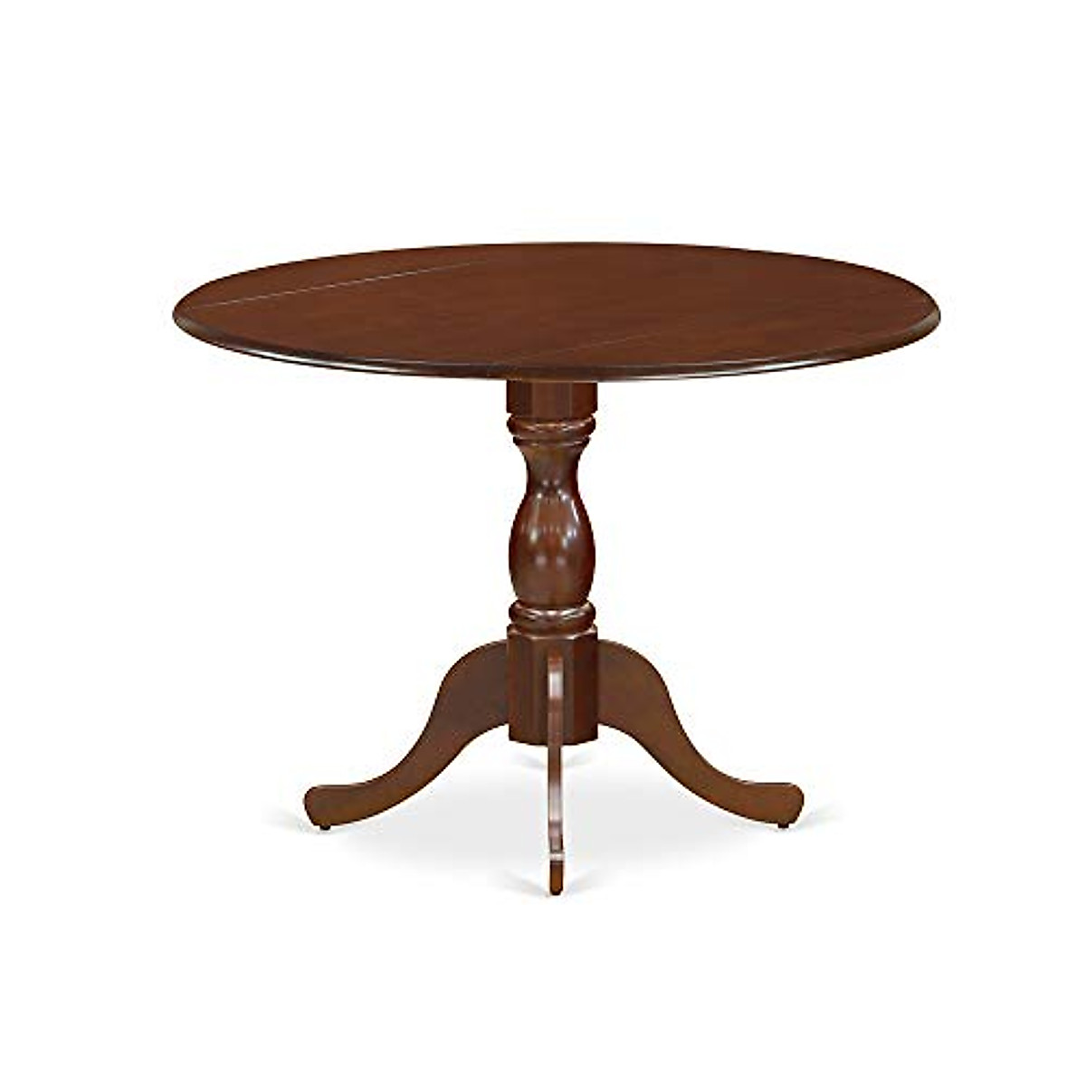 East West Furniture DMEL3-MAH-16 3 Piece Kitchen Table Set Contains a Round Dining Room Table with Dropleaf and 2 Dark Khaki Linen Fabric Upholstered Chairs, 42x42 Inch, Mahogany