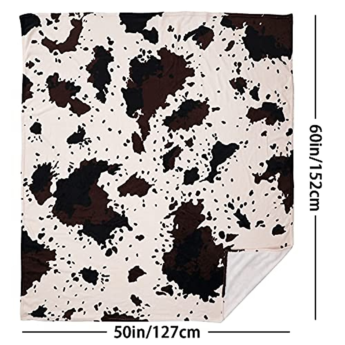 Yiyhuxf Cow Print Blanket Animal Brown Black Milky White Faux Fur Throw Blankets Western Cute Flannel Fleece Decorative Bed Sofa Office Blanket 60"x50"