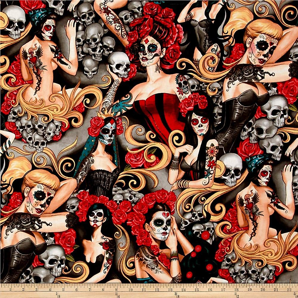 Alexander Henry Nicole's Prints Las Elegantes Bright Smoke Fabric by The Yard