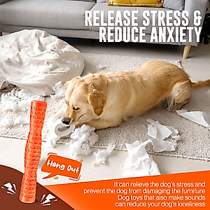 LOYEE Dog Squeaky Toys Dog Toys for Aggressive Chewers Tough Rubber Chew Toys for Medium/Large Breed, Indestructible Puppy Chew Toys for Teething (Orange)