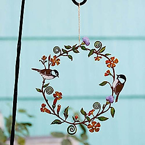 Shuliang Welcome Sign Wreath for Front Door,Creative Birds Flower Garland Hanging Pendant Ornaments Decoration,Acrylic Handicraft Gifts for Home Garden Yard Decor,25cm