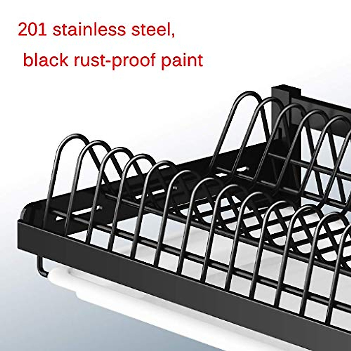 FEHUN Sinks,201 Stainless Steel Kitchen Wall-Mounted 3-Layer Dish Rack Drain Rack with 4 Hooks