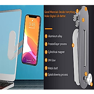 REYPAZ Adjustable Laptop Side Mount Clip, Phone Holder for Laptop - Laptop Stand Computer Monitor Expansion Bracket Compatible with All Cell Phones